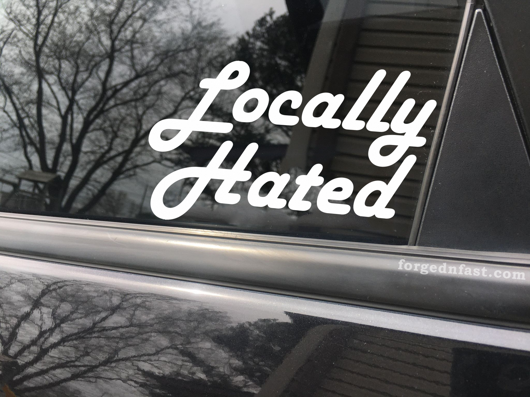 Locally Hated funny car sticker decal - Forged N Fast