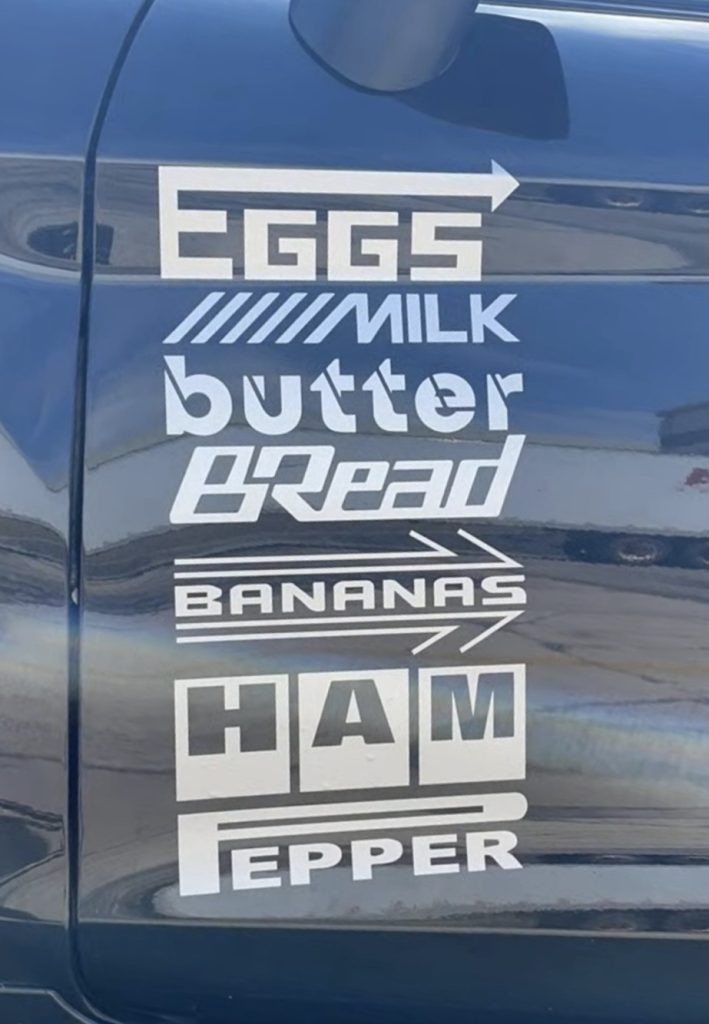 Car sponsor shopping grocery getter list funny car sticker decal ...
