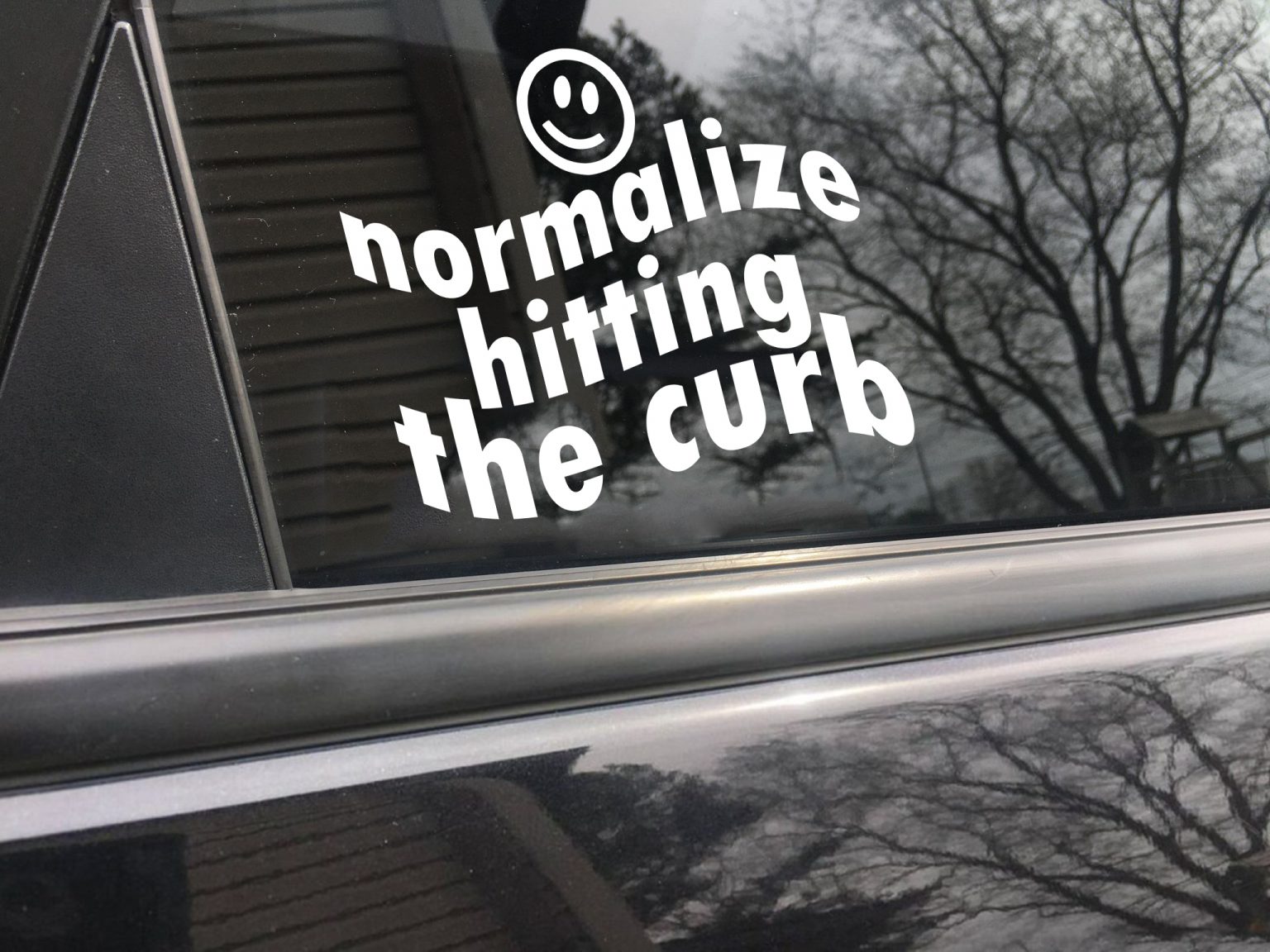 Normalize hitting the curb funny car sticker decal - Forged N Fast