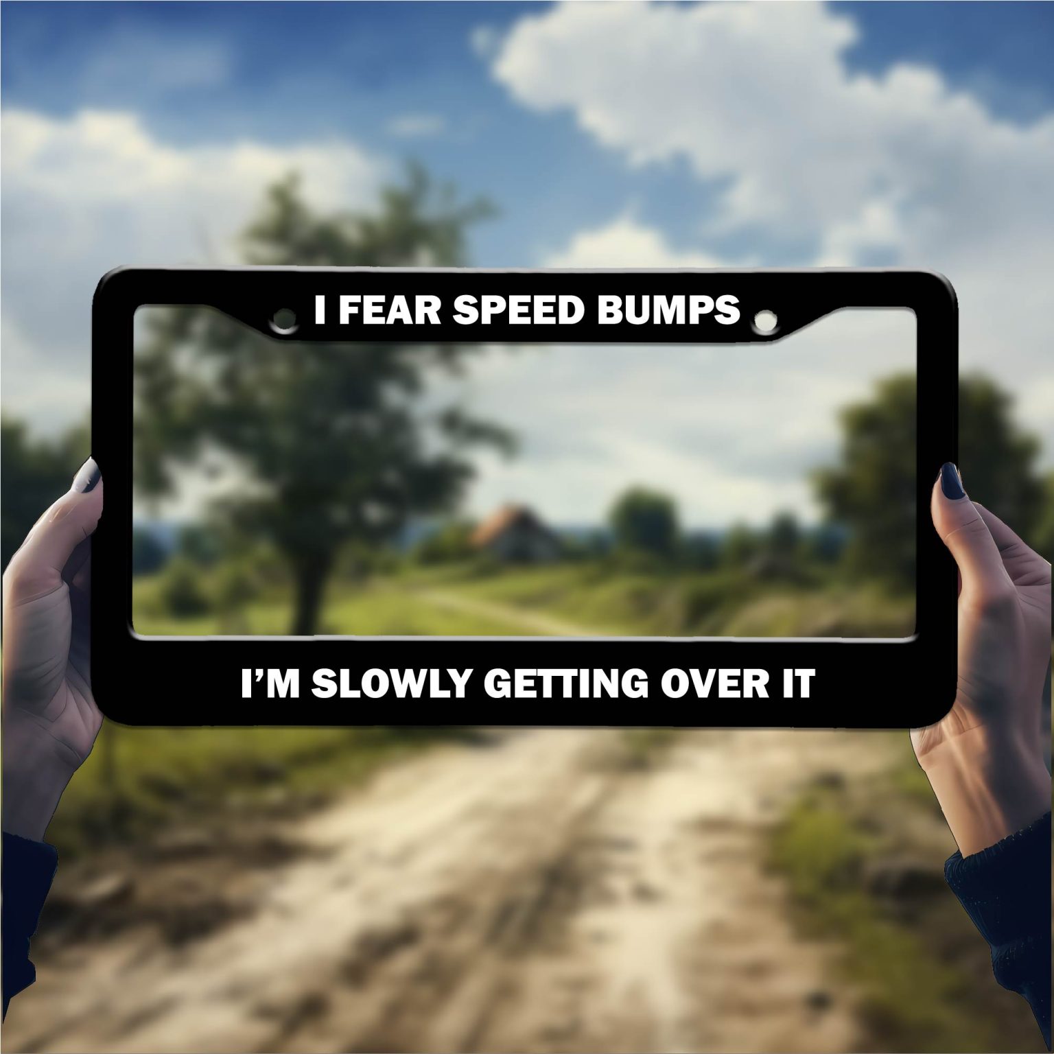 I Fear Speed Bumps Getting Over It plate frame car decal, license plate ...