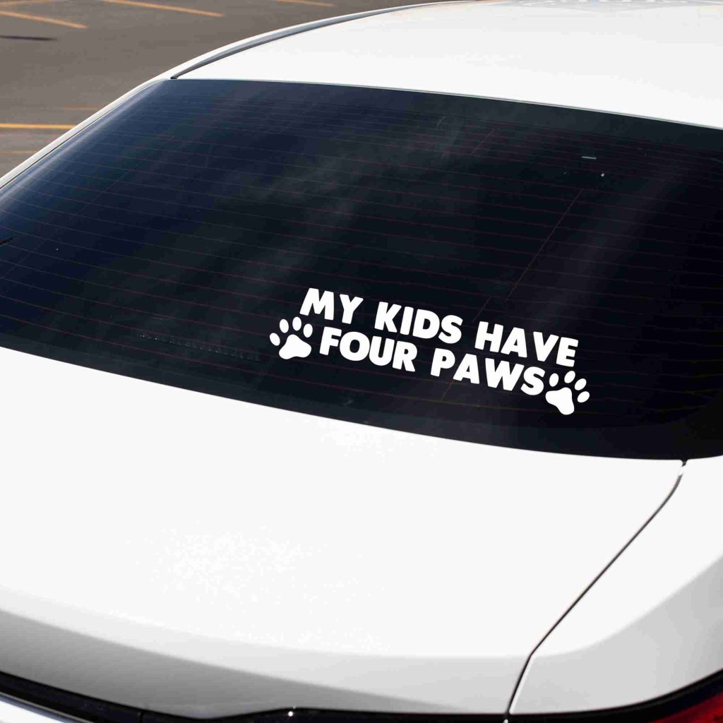 My Kids Have 4 Paws car decal, funny sticker - Forged N Fast