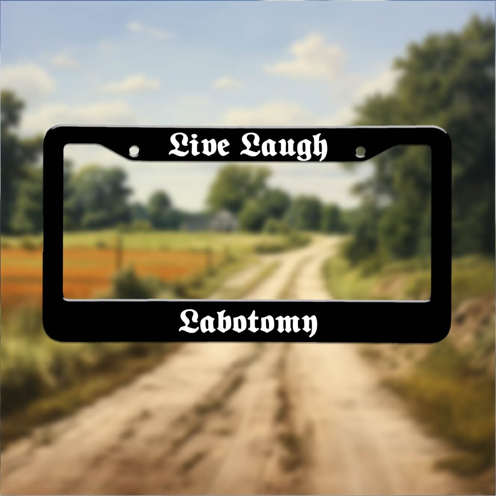 Live Laugh Labotomy plate frame car decal, license plate cover - Forged ...